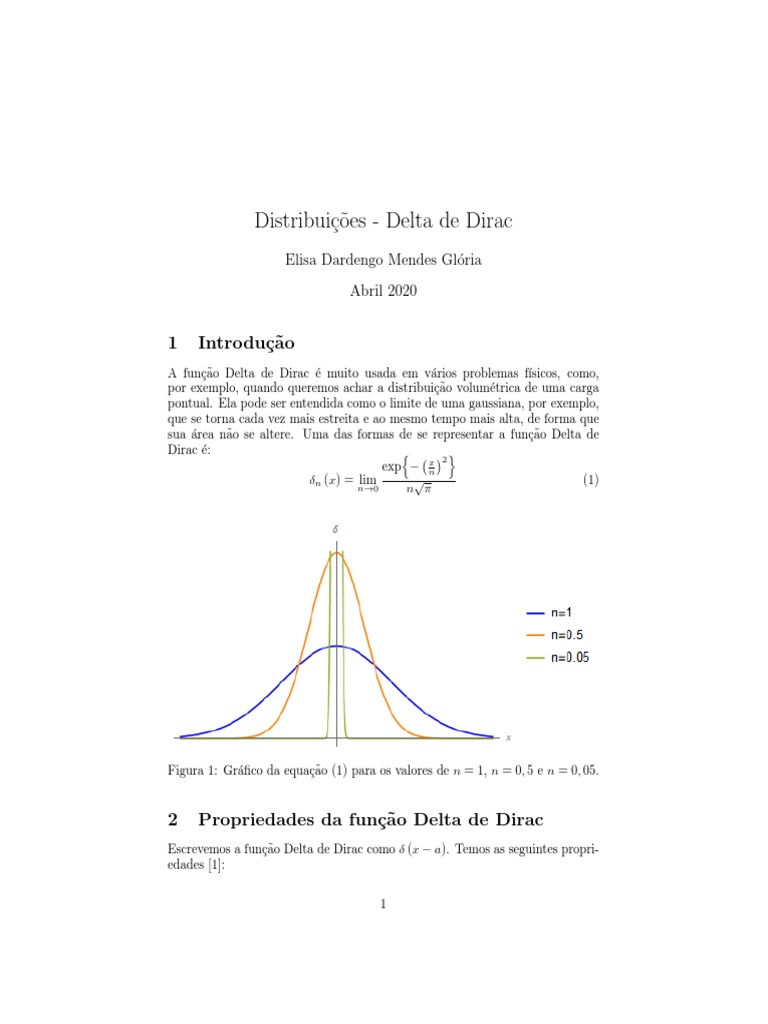 Delta Dirac | PDF | Física Aplicada e Interdisciplinar | Analise matemática