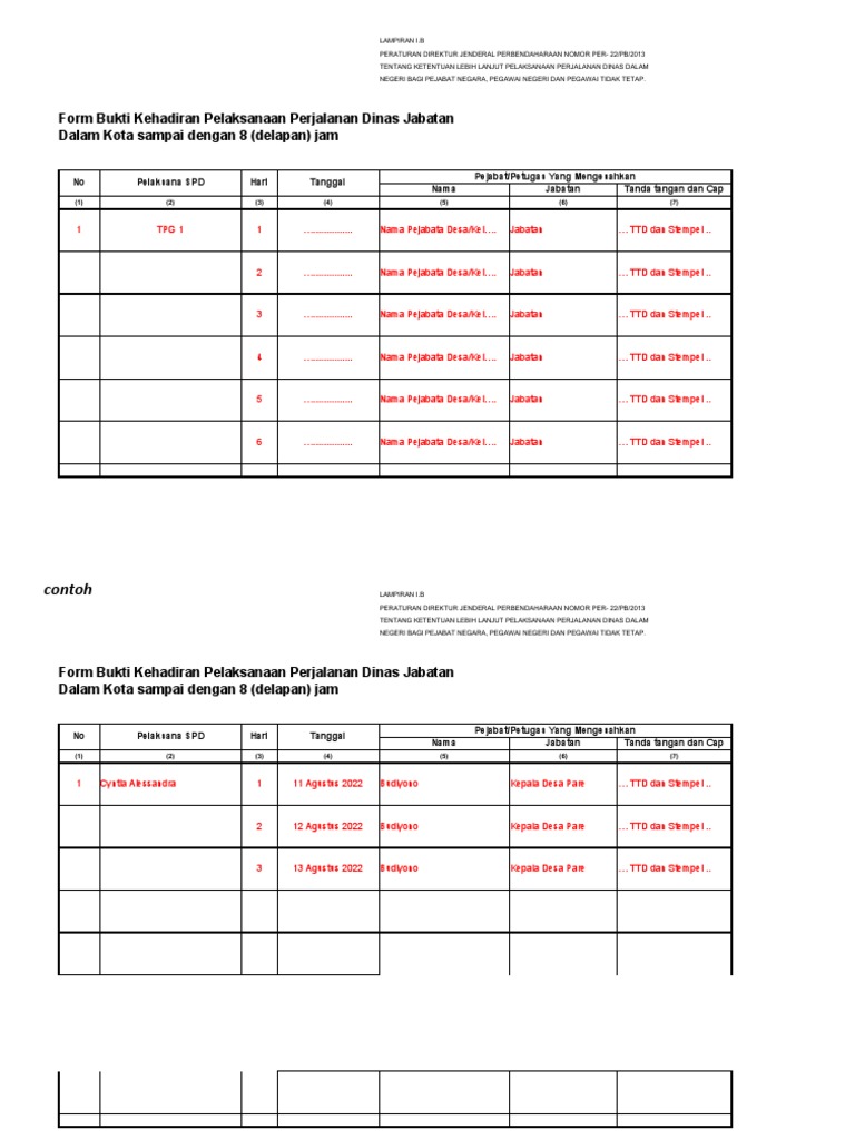Form Bukti Kehadiran TPG | PDF