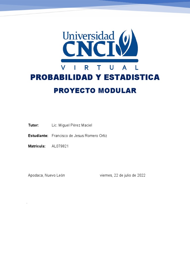 Probabilida y Estadisica Proyecto Modular | PDF | Probabilidad | Science