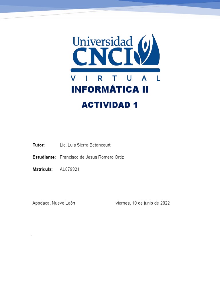 Informatica II Actividad 2 | PDF
