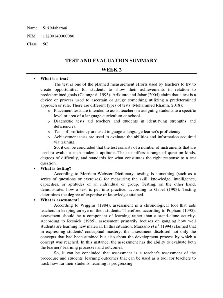 Summary Week 2 | Download Free PDF | Educational Assessment | Evaluation