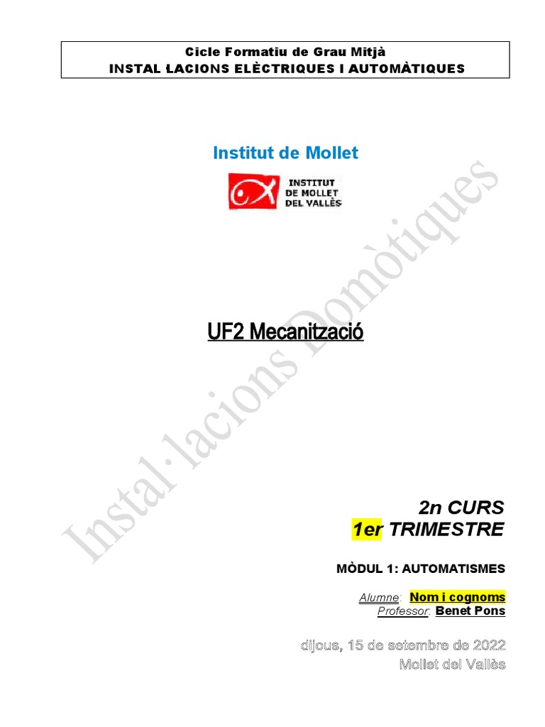 Treball UF2 - Mecanització | PDF