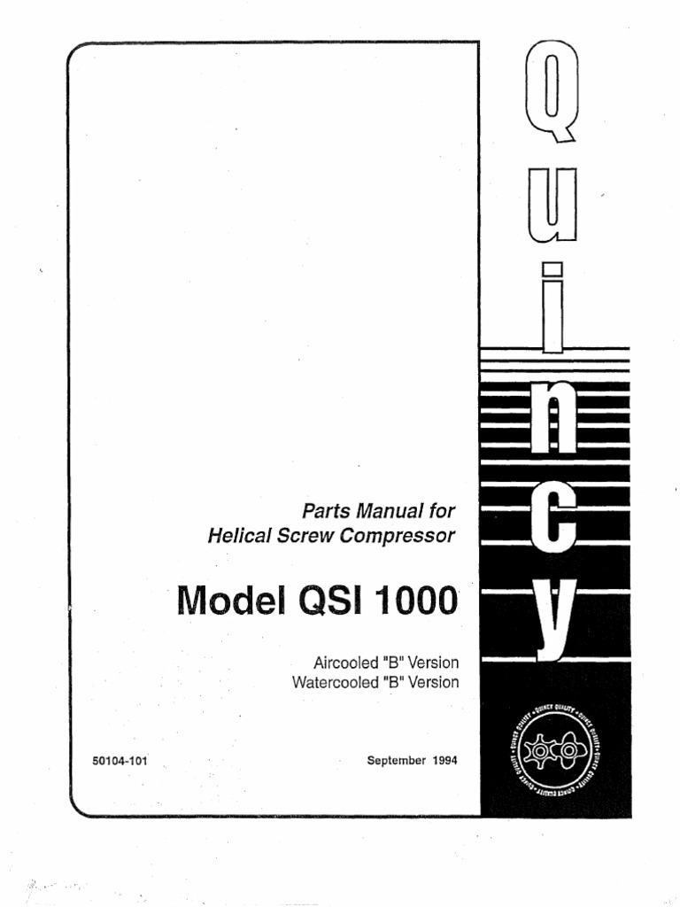 Quincy QSI 1000 Parts Manual (9-1994) | PDF