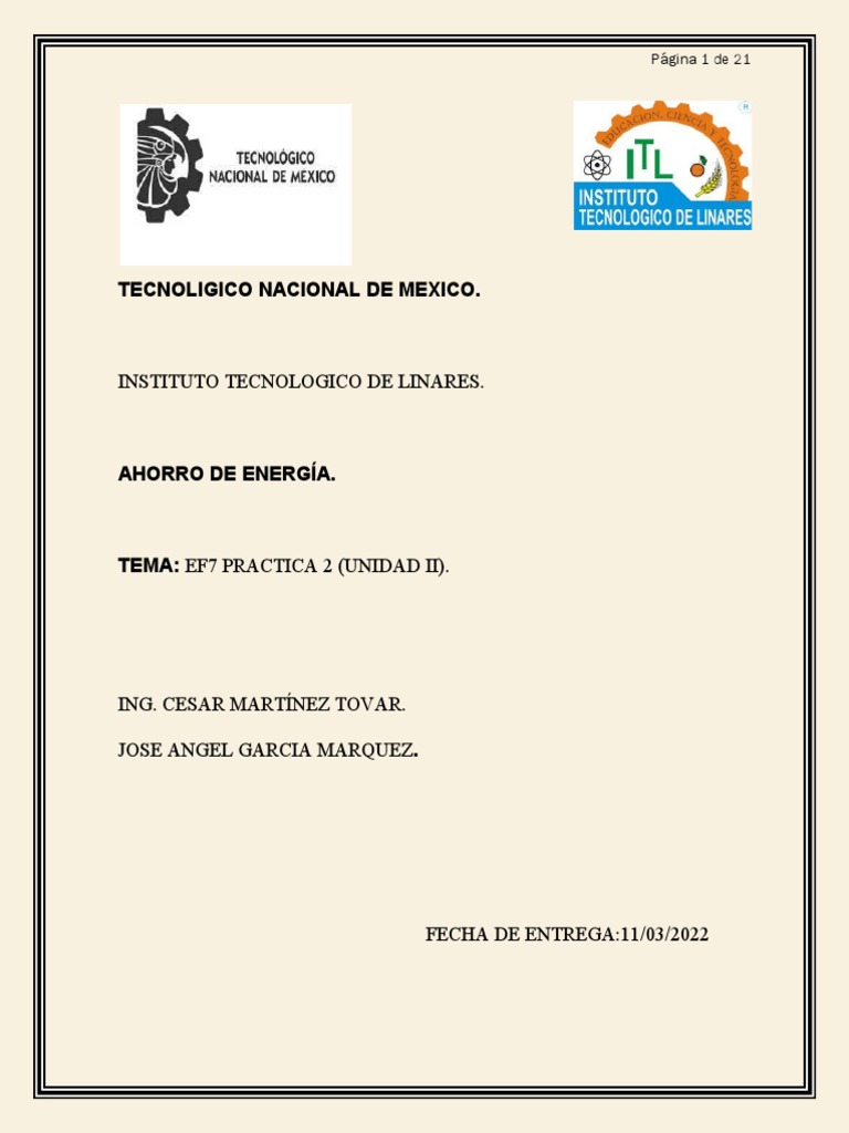 Ef7 Practica 2 (Unidad Ii) . | PDF | Uso eficiente de energía | Ingenieria Eléctrica