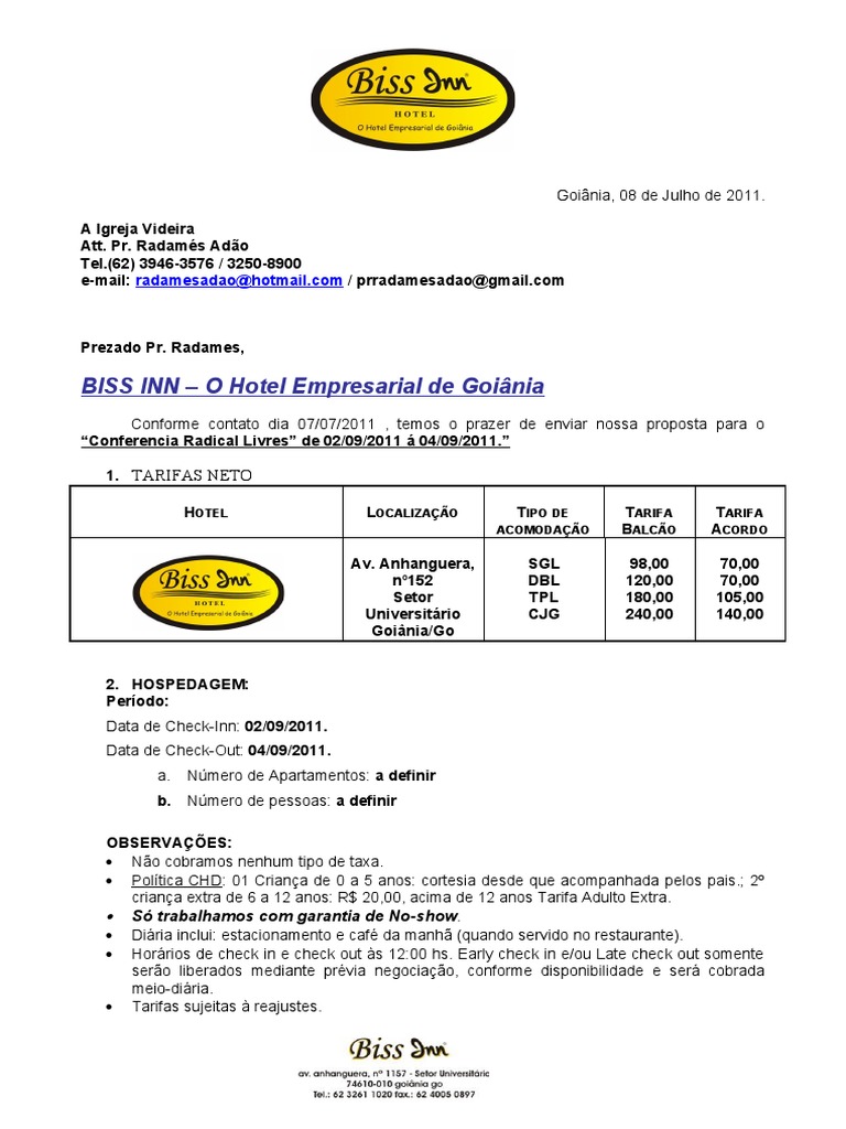 Proposta de Hotel | PDF