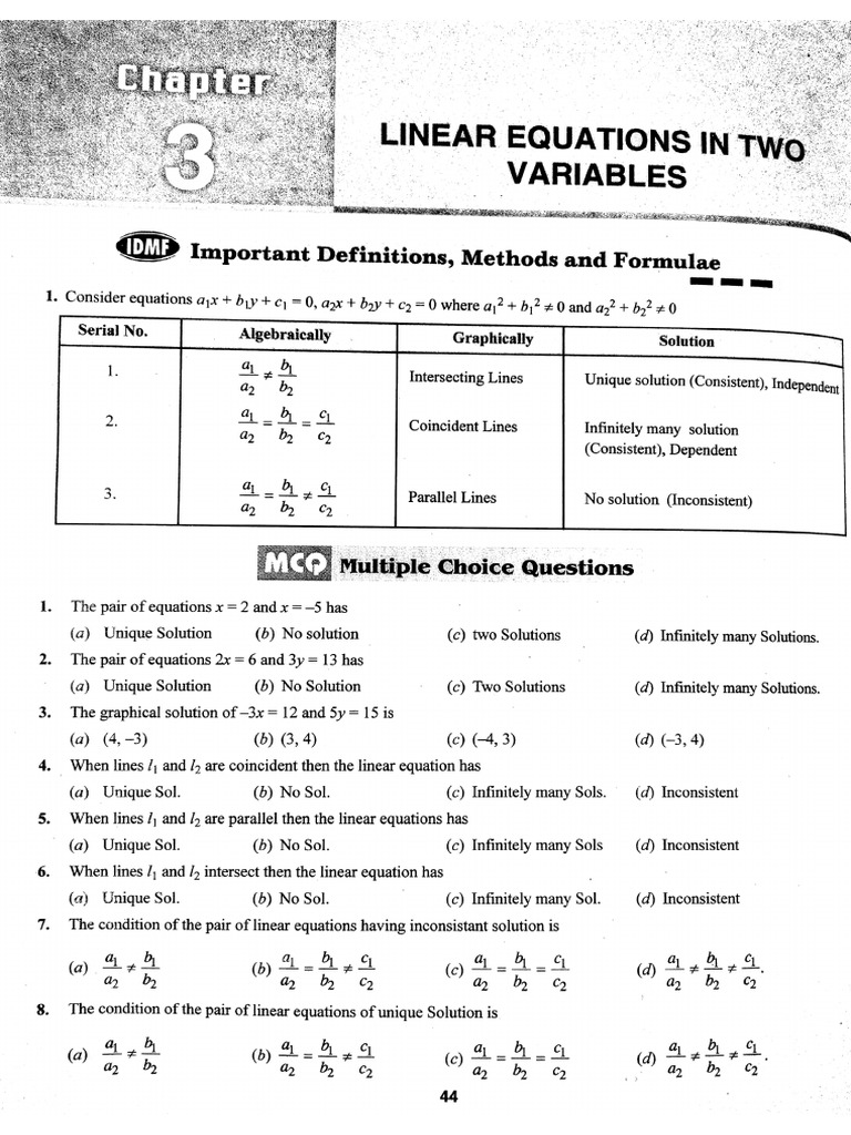 Chapter 3 Linear Equations In Two Variables Pdf 9977