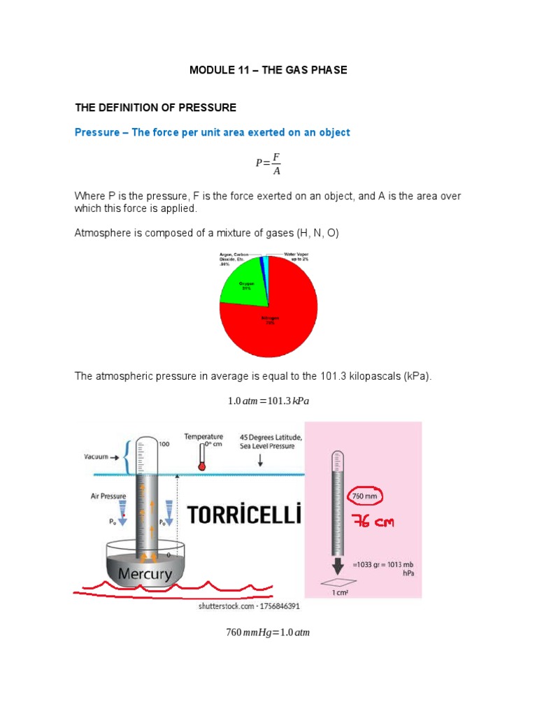 Module 11 - The Gas Phase | PDF | Gases | Pressure