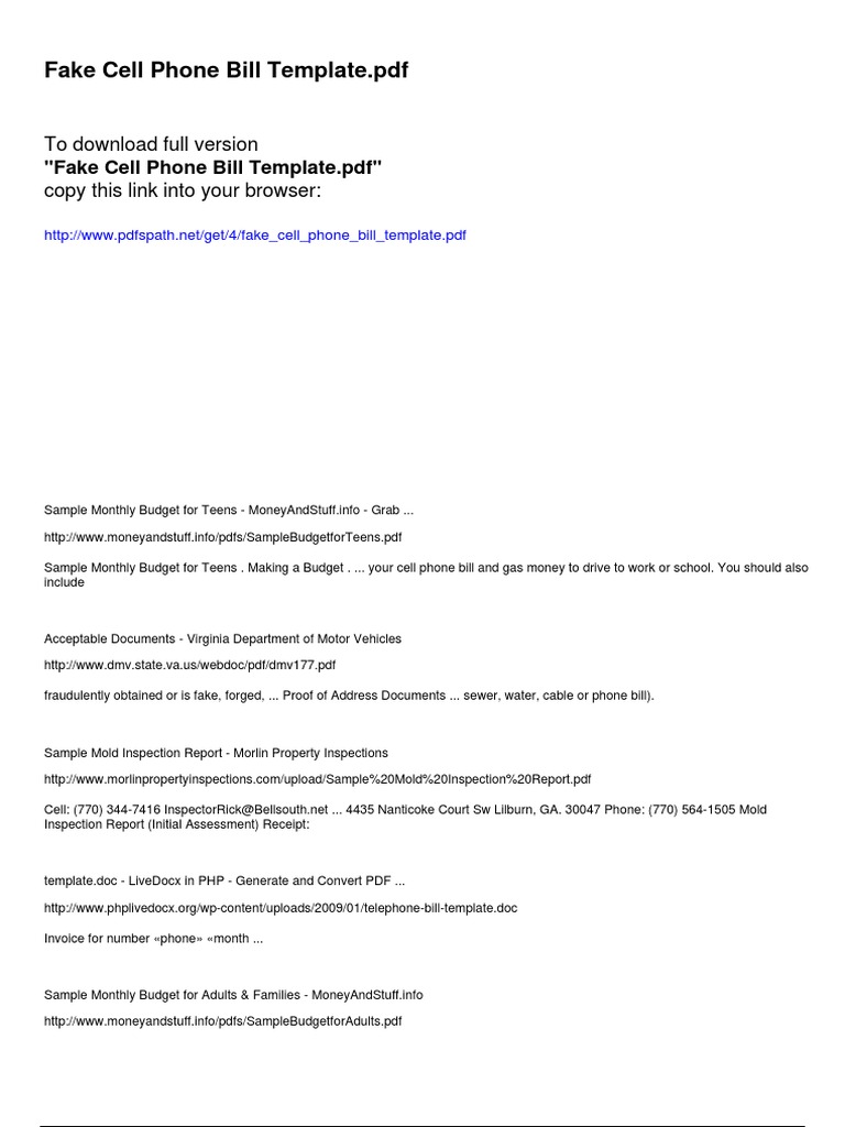T-Mobile Fake Bill Template PDF | PDF | Games & Activities