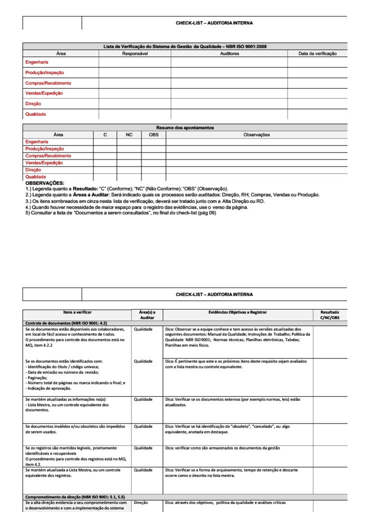Formulario Check List Auditoria Interna - Compress | PDF | ISO 9000 ...