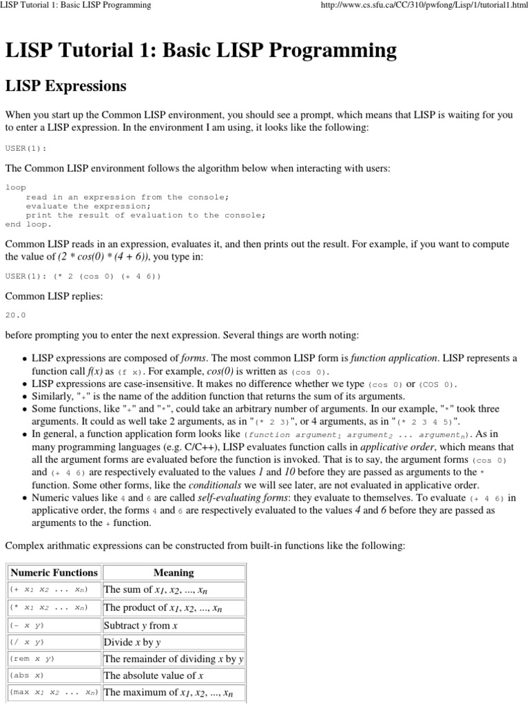 LISP Tutorial 1 Basic LISP Programming | Subroutine | Parameter ... LISP Tutorial 1 Basic LISP Programming | Subroutine | Parameter ...
