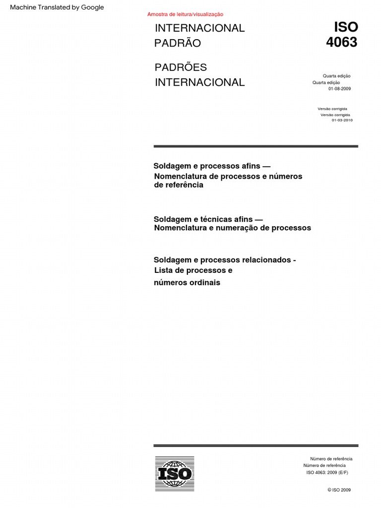 Iso 4063 2009 Portugues PDF | Download grátis PDF | Padronização