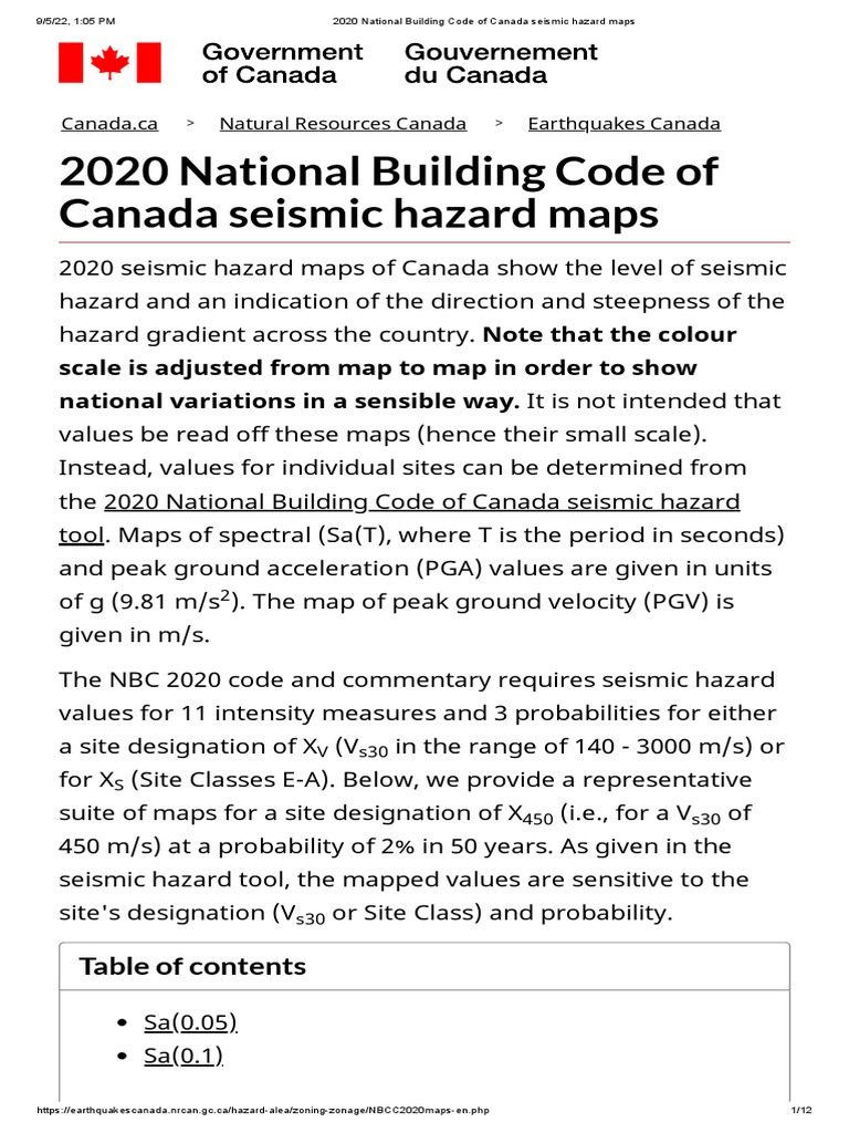 2020 Canada Seismic Hazard Maps | PDF | Structural Engineering | Mechanics