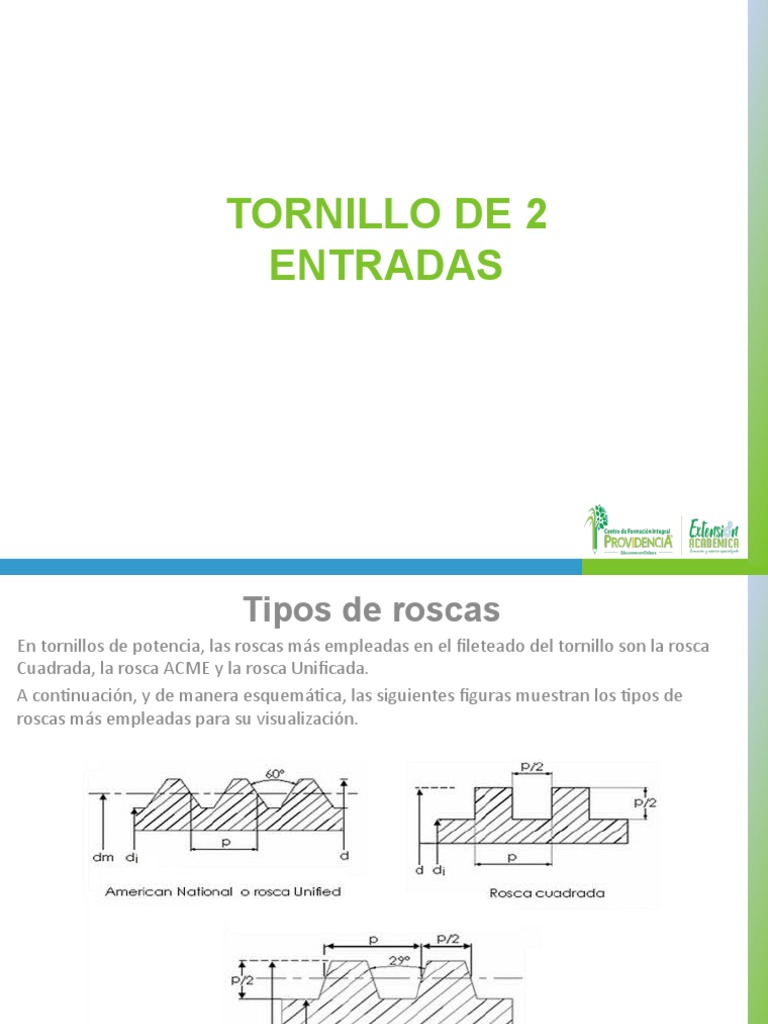 Tipos de roscas en tornillos de potencia: rosca cuadrada, ACME y ...