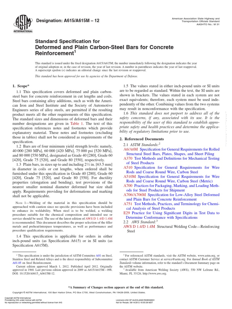 Astm A615 | PDF