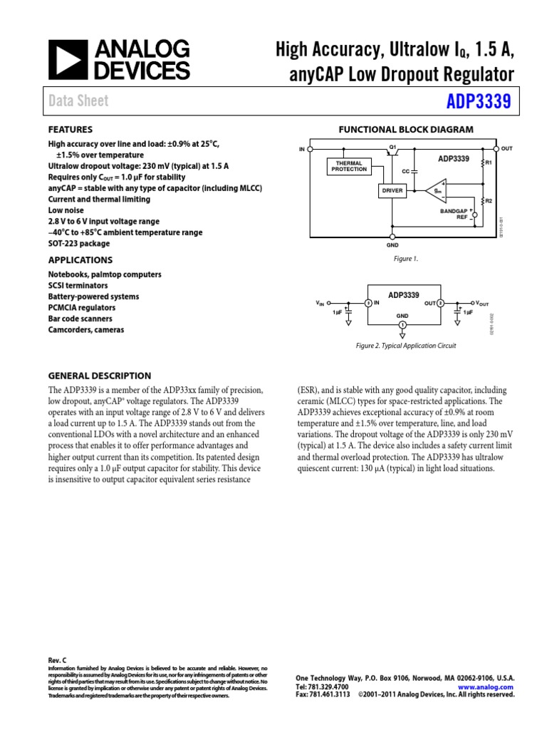 Adp 3339 | PDF | Amplifier | Physical Quantities
