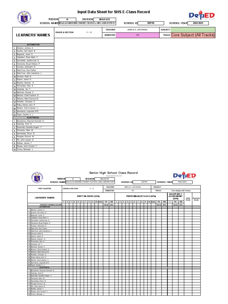 11 G Shs E Class Record 2016 Pdf