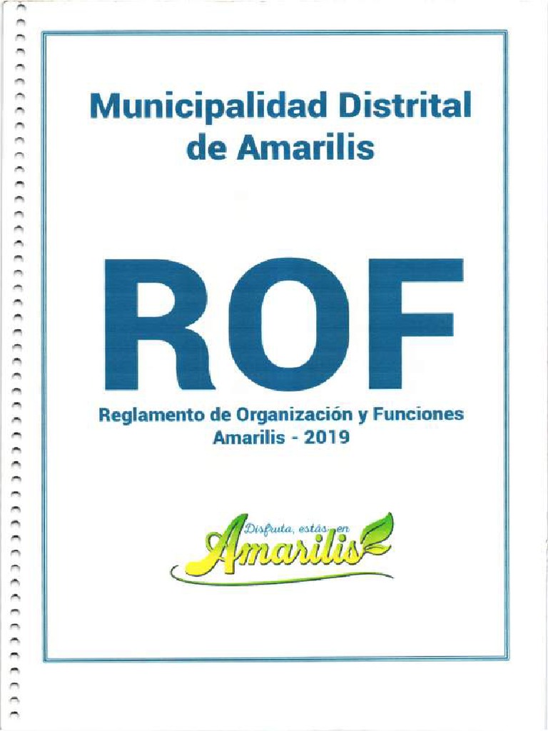 Reglamento de Organización y Funciones de la Municipalidad Distrital de Amarilis 2019 | PDF ...