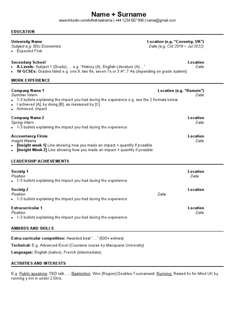 Free CV Template UK | PDF