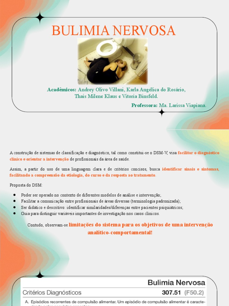 Slides Bulimia Nervosa - 25 - 05 | PDF | Comportamento | Bulimia nervosa
