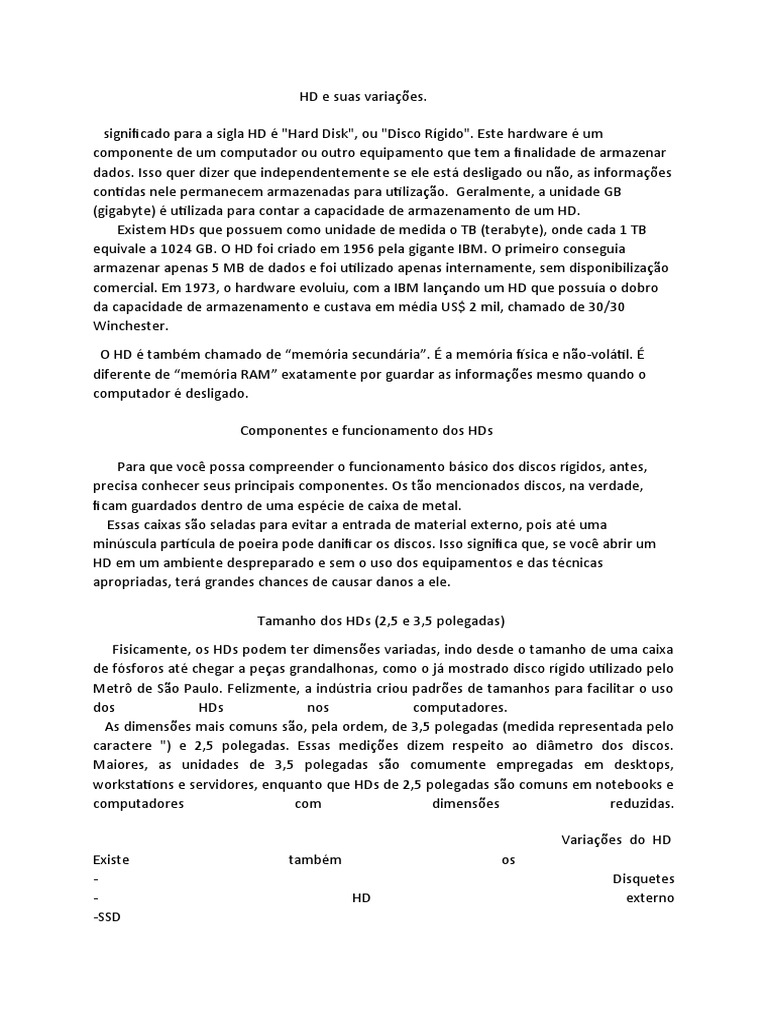 Documento 7 | PDF | Drive de disco rígido | Armazenamento de dados de ...