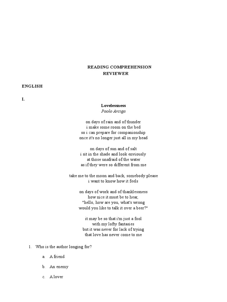 READING COMPREHENSION REVIEWER | PDF | Pablo Picasso