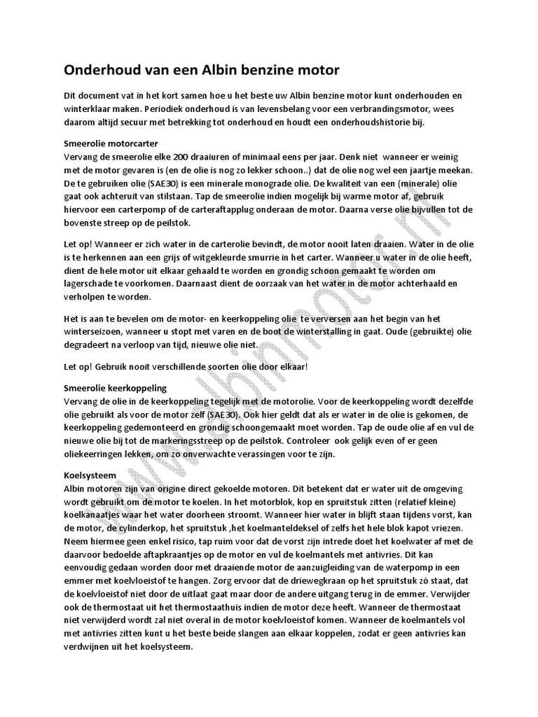 Onderhoud Albin | PDF