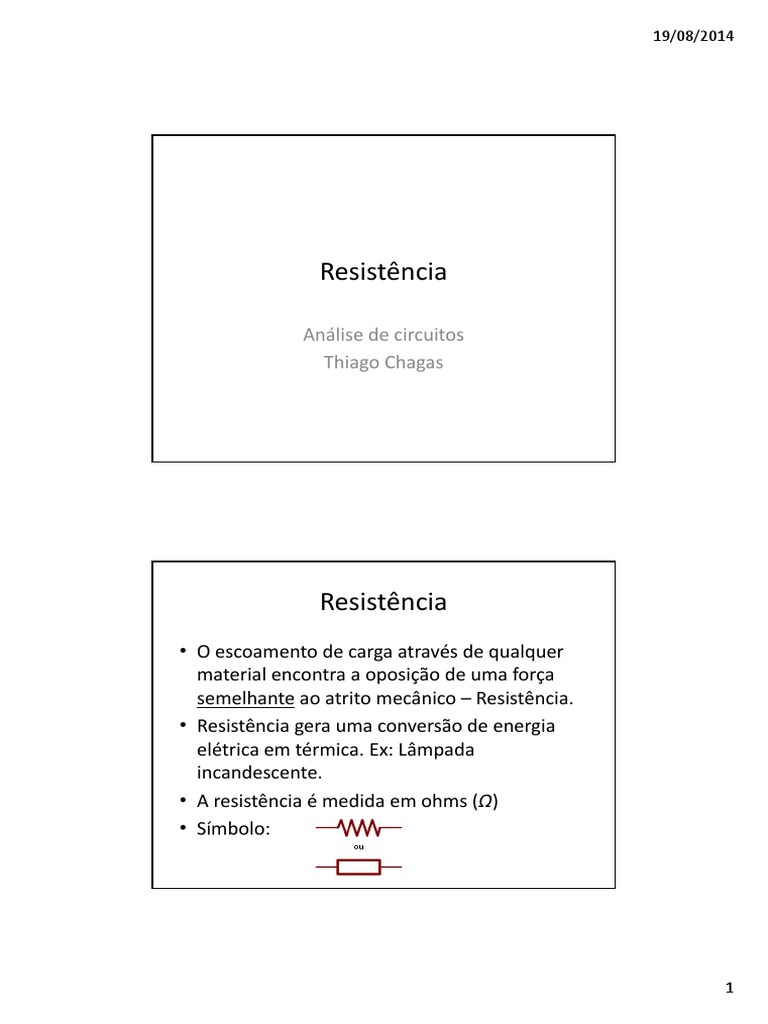 2 - Resistência | PDF | Resistor | Resistência elétrica e condutividade