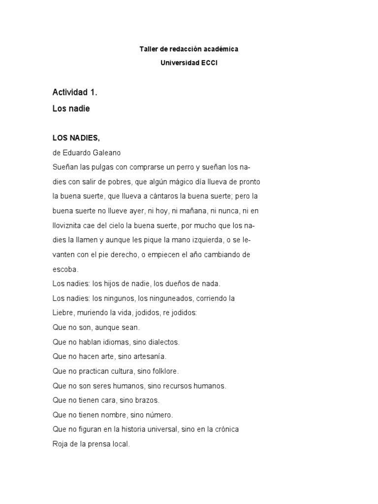 Los Nadie (Poema) | PDF | America latina | Autor