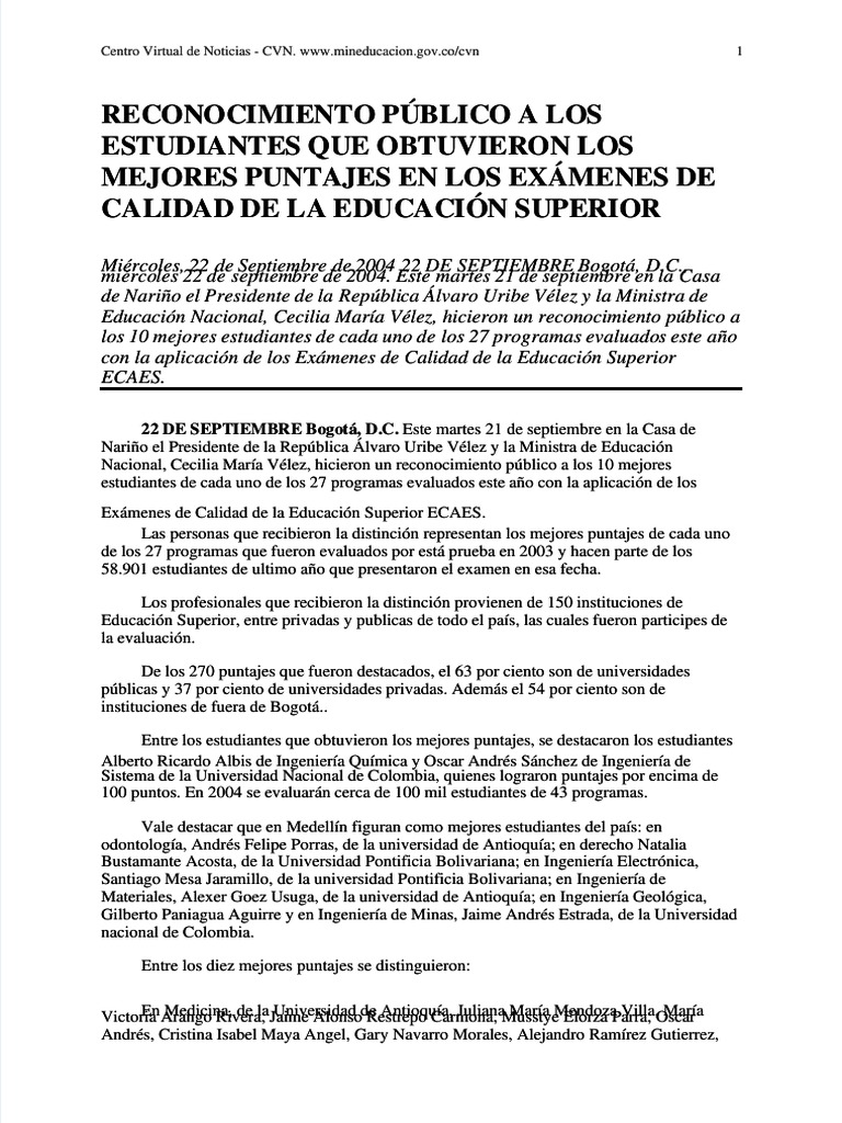 Mejores ECAES 2003 - Jaime Alonso Restrepo Carmona. | PDF | Colombia | Ingeniería