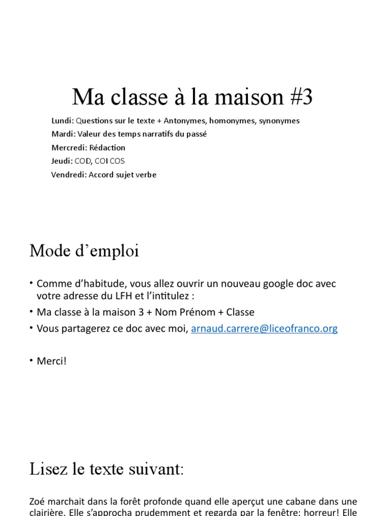 Ma Classe de Francais À La Maison # 3 | PDF | Complément d'objet ...