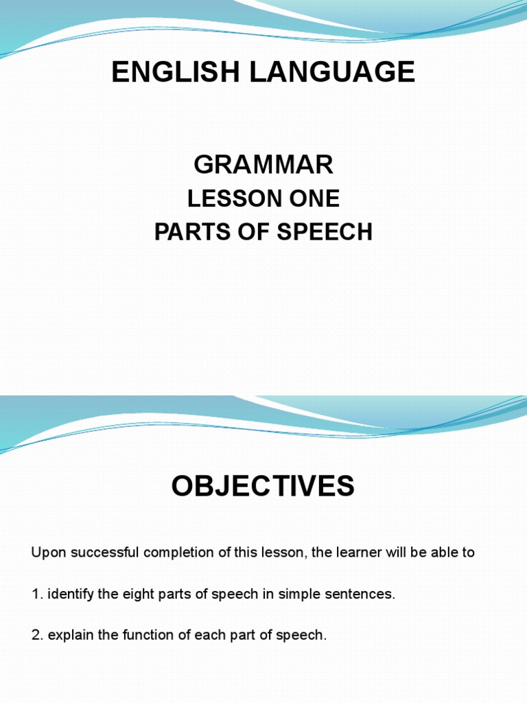 LESSON 1 PARTS OF SPEECH Lesson | PDF | Part Of Speech | Adverb