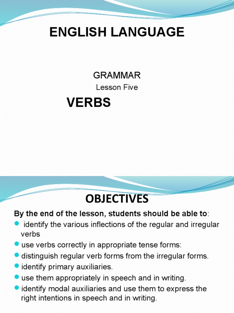 Lesson 5 Verbs Lesson | PDF | Verb | Grammatical Conjugation