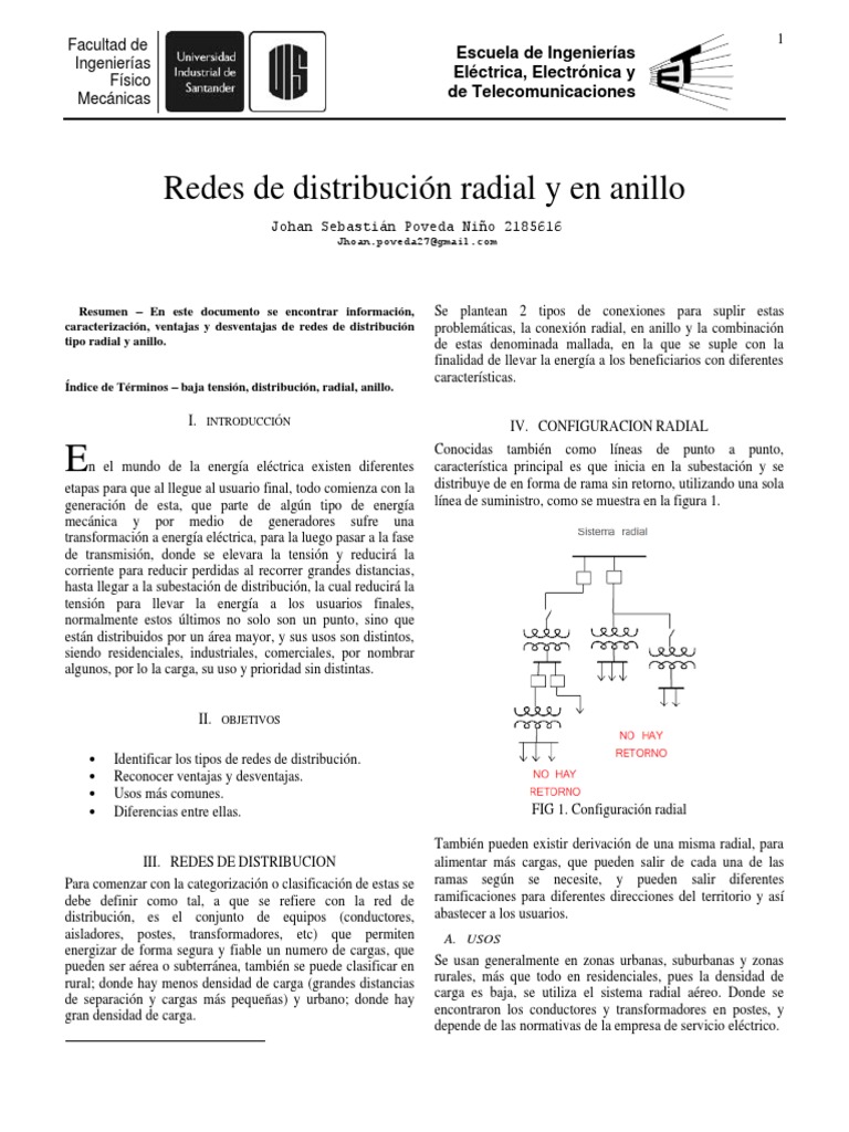 Redes de Distribucion Radial y en Anillo | PDF | Ingenieria Eléctrica ...
