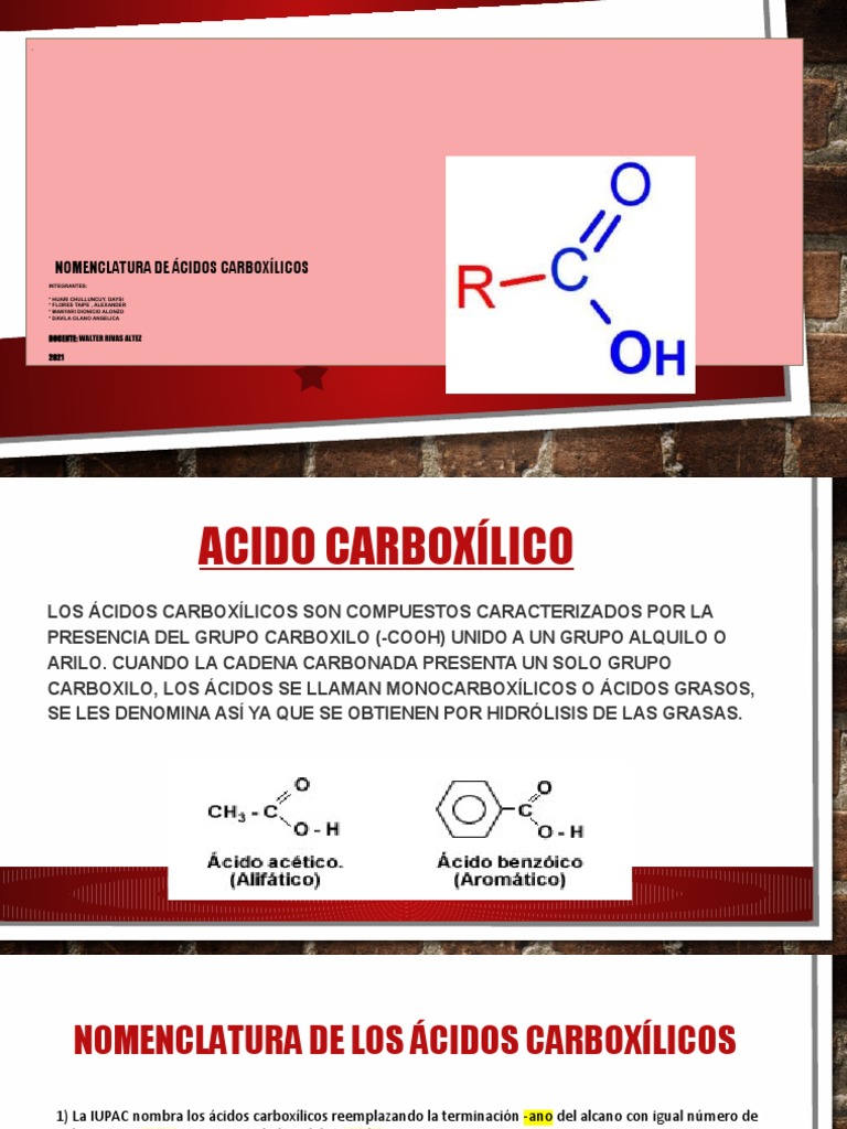 Nomenclatura de Ácidos Carboxílicos | PDF