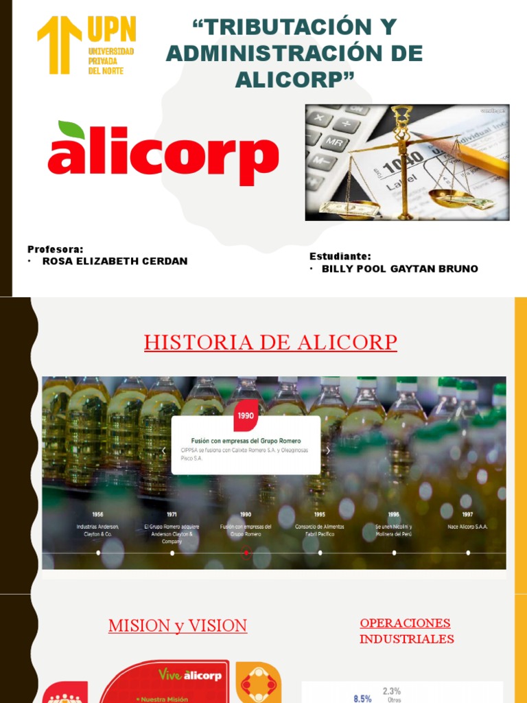 Alicorp PPT Final | Descargar gratis PDF | Impuestos | Impuesto sobre la renta