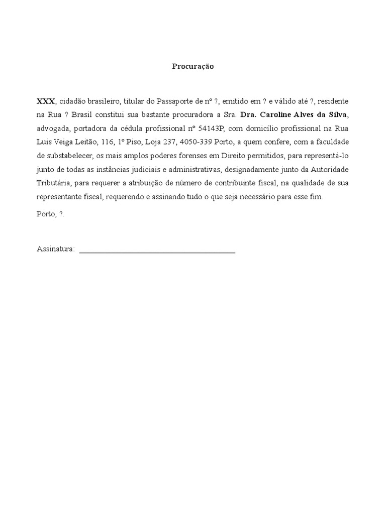 Minuta Procuração Nif | PDF