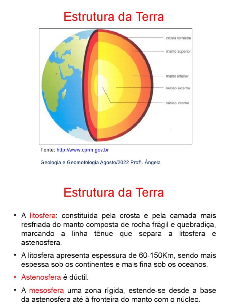 Estrutura da Terra: Crosta, Manto e Núcleo | PDF | Crosta (Geologia) | Placas tectônicas