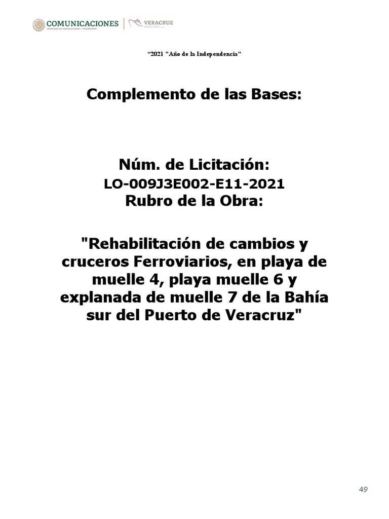 Anexo 2 Complemento LO-E11-2021 Rehabilitacion de Cambios y Cruces R2 | PDF | México | Justicia