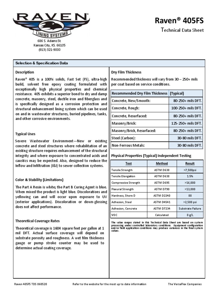 Raven 405FS TDS 060520 V.5.5 | PDF | Concrete | Masonry
