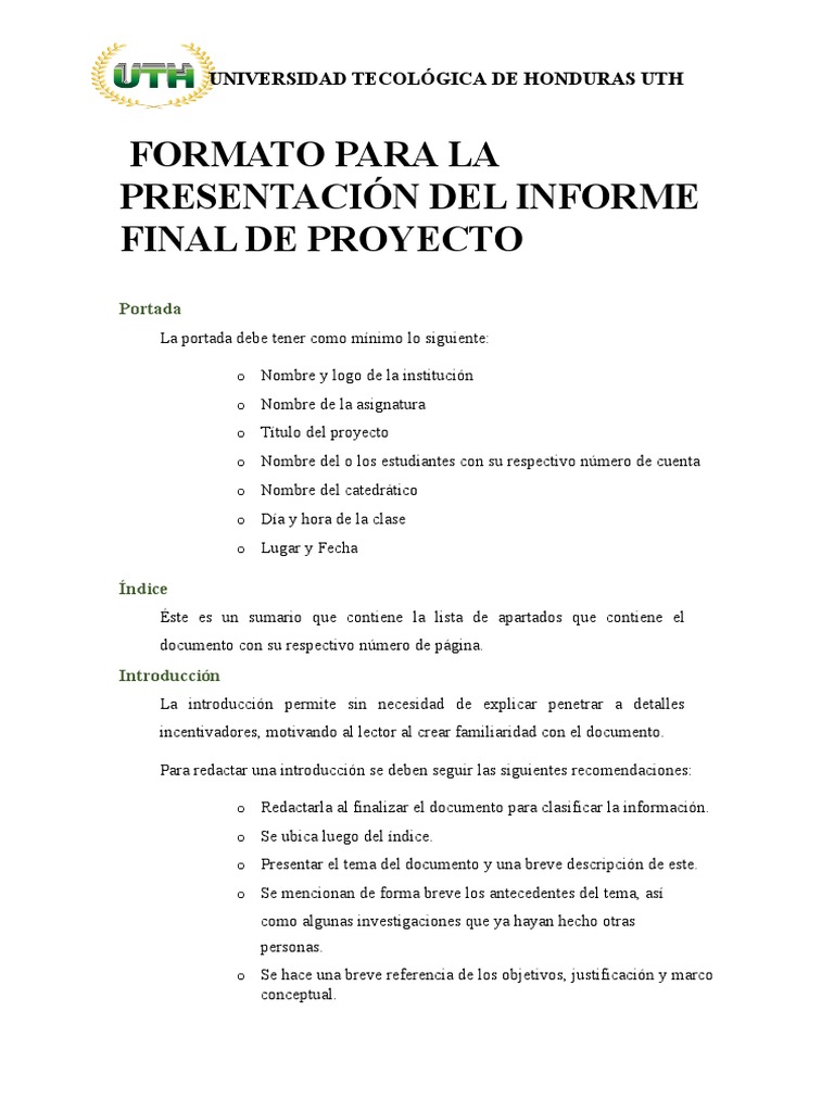 Formato para La Presentacion Del Informe Final de Proyecto 2 - 1 1 2 | PDF