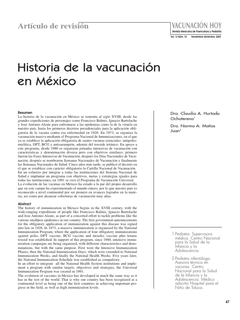 Hurtado - Historia de La Vacunaci N en M Xico | PDF | Vacunación | Viruela