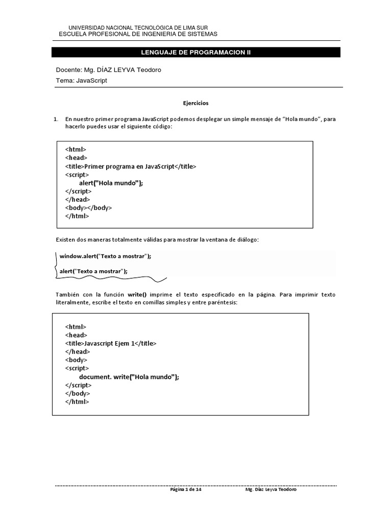 Sesion1 LPII JavaScript | PDF | Script Java | Software