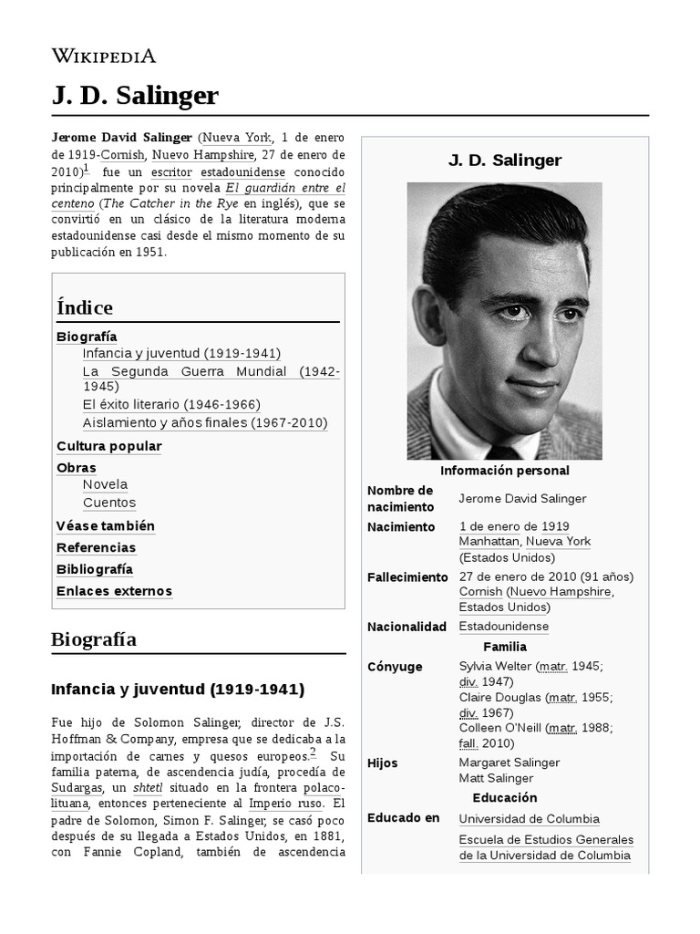 J. D. Salinger | PDF | JD Salinger