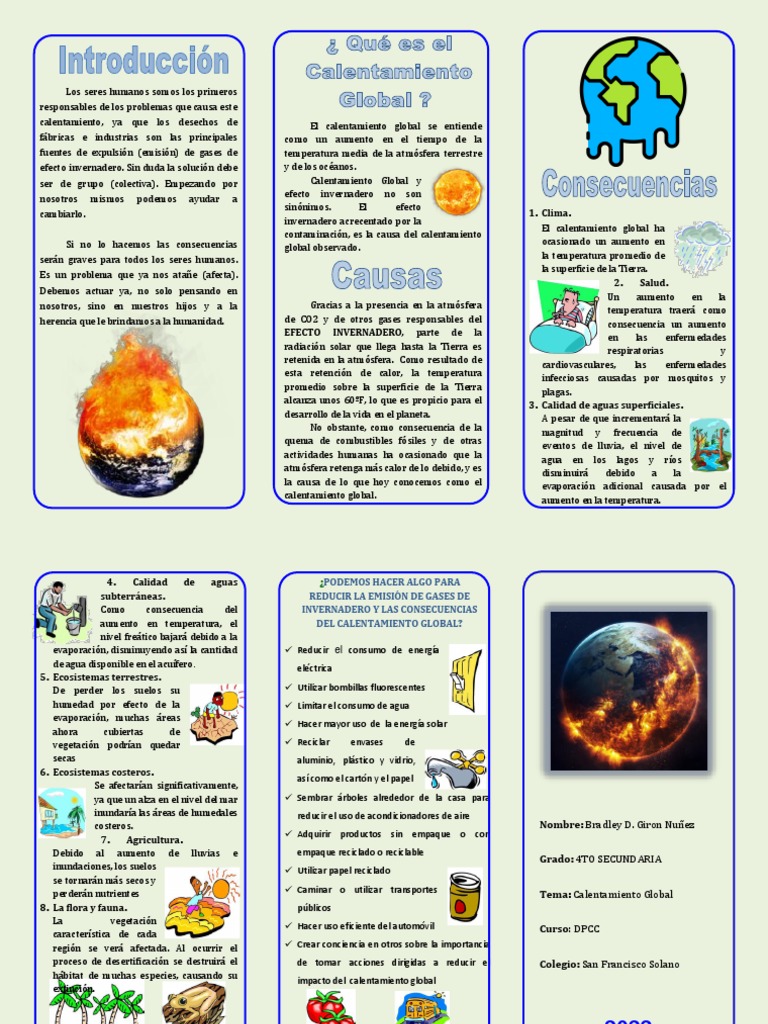 Calentamiento Global Triptico | Descargar gratis PDF | Gases de efecto ...
