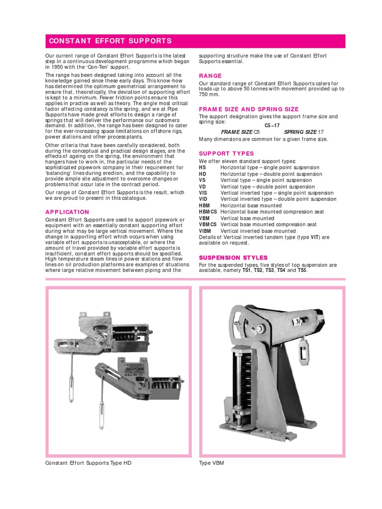 Constant Effort Supports | PDF | Stainless Steel | Bearing (Mechanical)