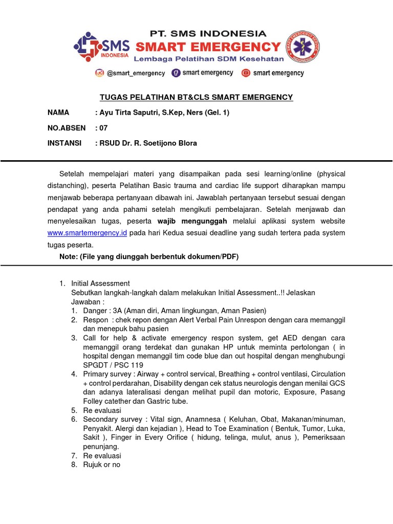 Tugas Ke-2 BTCLS Smart Emergency-1 | PDF