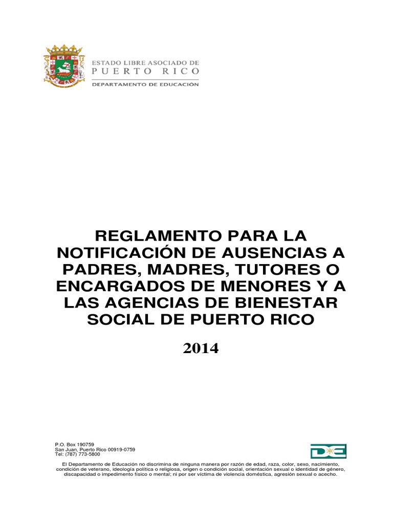 Reglamento Notificacion de Ausencias | PDF | Trabajo Social | Puerto Rico