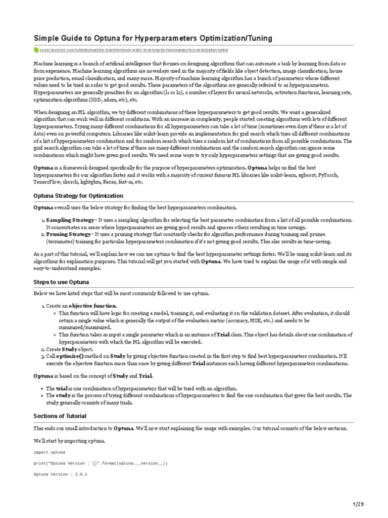Simple Guide To Optuna For Hyperparameters OptimizationTuning | PDF ... Simple Guide To Optuna For Hyperparameters OptimizationTuning | PDF ...