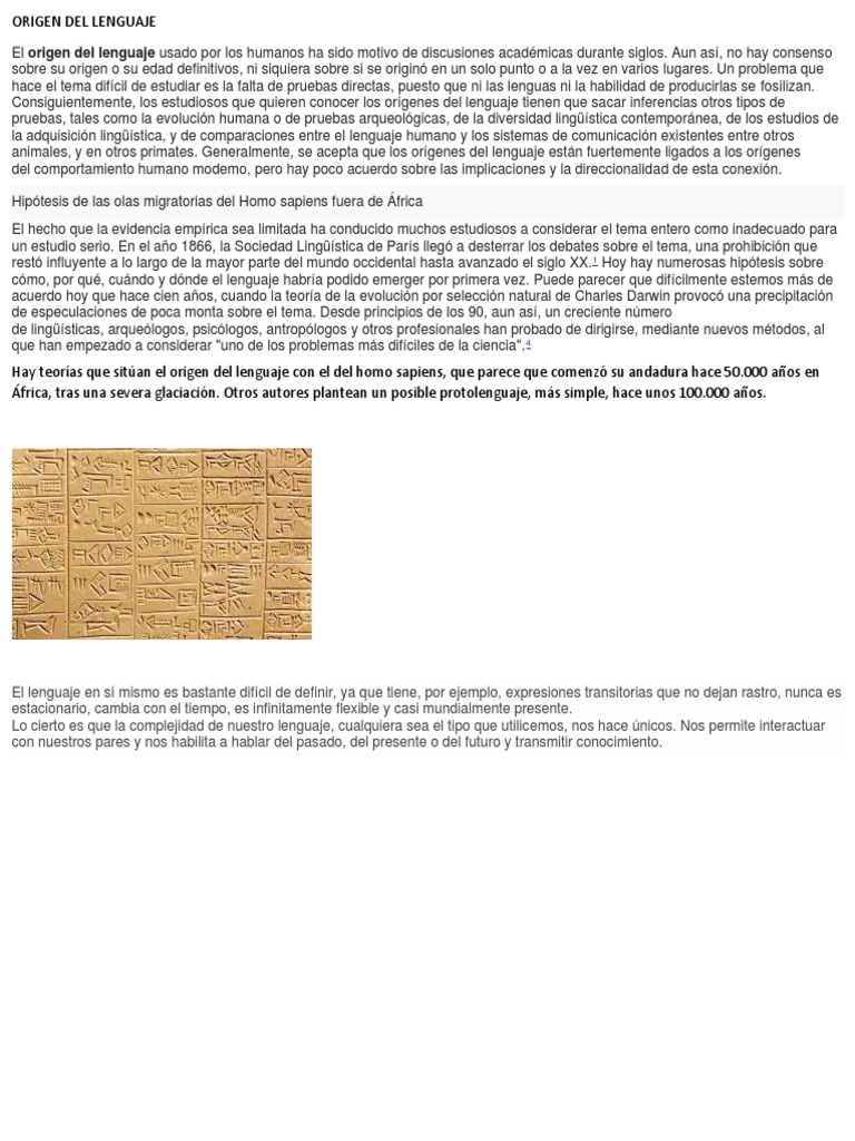 Origen Del Lenguaje | PDF | Origen del lenguaje | Ciencia cognitiva