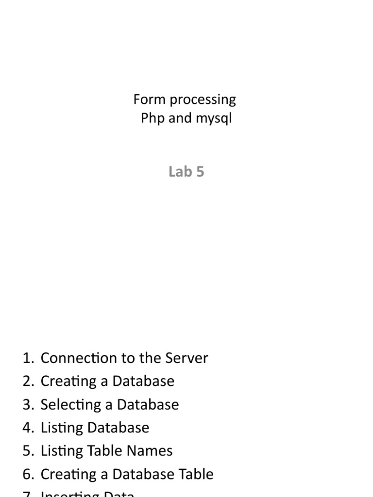 Php Mysql And Php Form Processing Pdf My Sql Data Management Software 3542